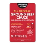 80% Lean / 20% Fat Ground Beef Chuck, 1 lb Tray, Fresh, All Natural* - Walmart.com