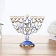 Matashi Hand-Painted Enamel Menorah Candelabra – Blue Hamsa & Dove ...