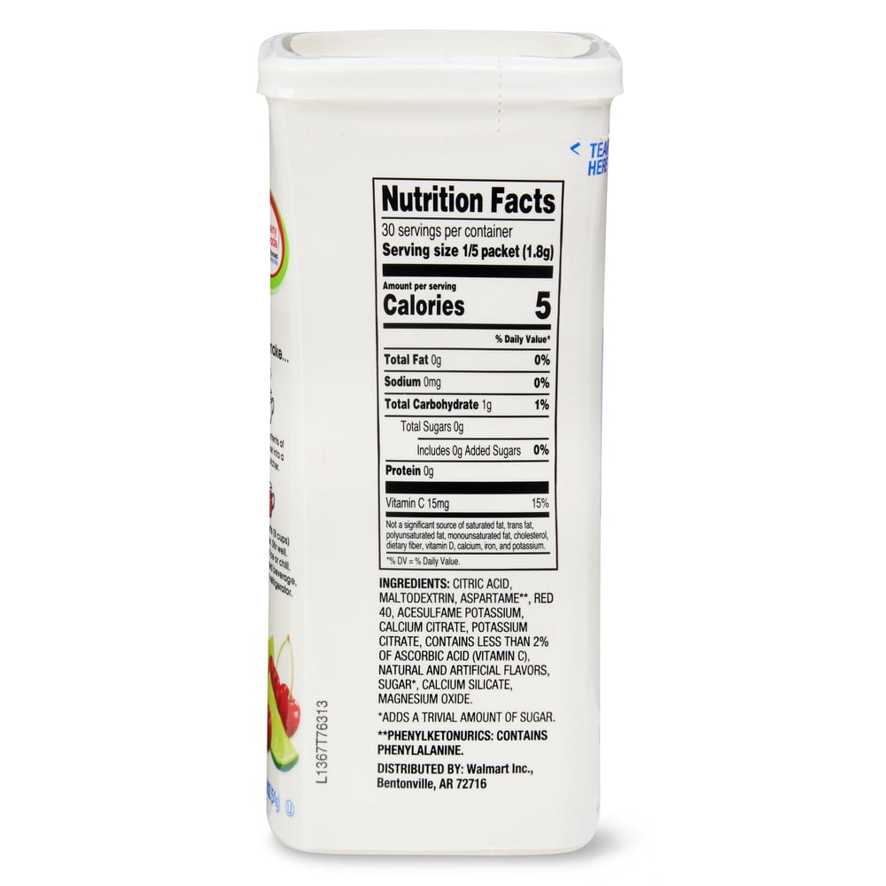 Great Value Sugar-Free Drink Mix, Cherry Limeade, 0.32 oz, 6 Count ...