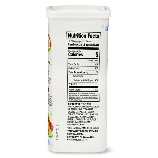 Great Value Sugar-Free Drink Mix, Cherry Limeade, 0.32 oz, 6 Count ...