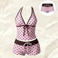 Bikini Set Womens Contrast Binding Halter Tankini Polka Dot Two Piece ...