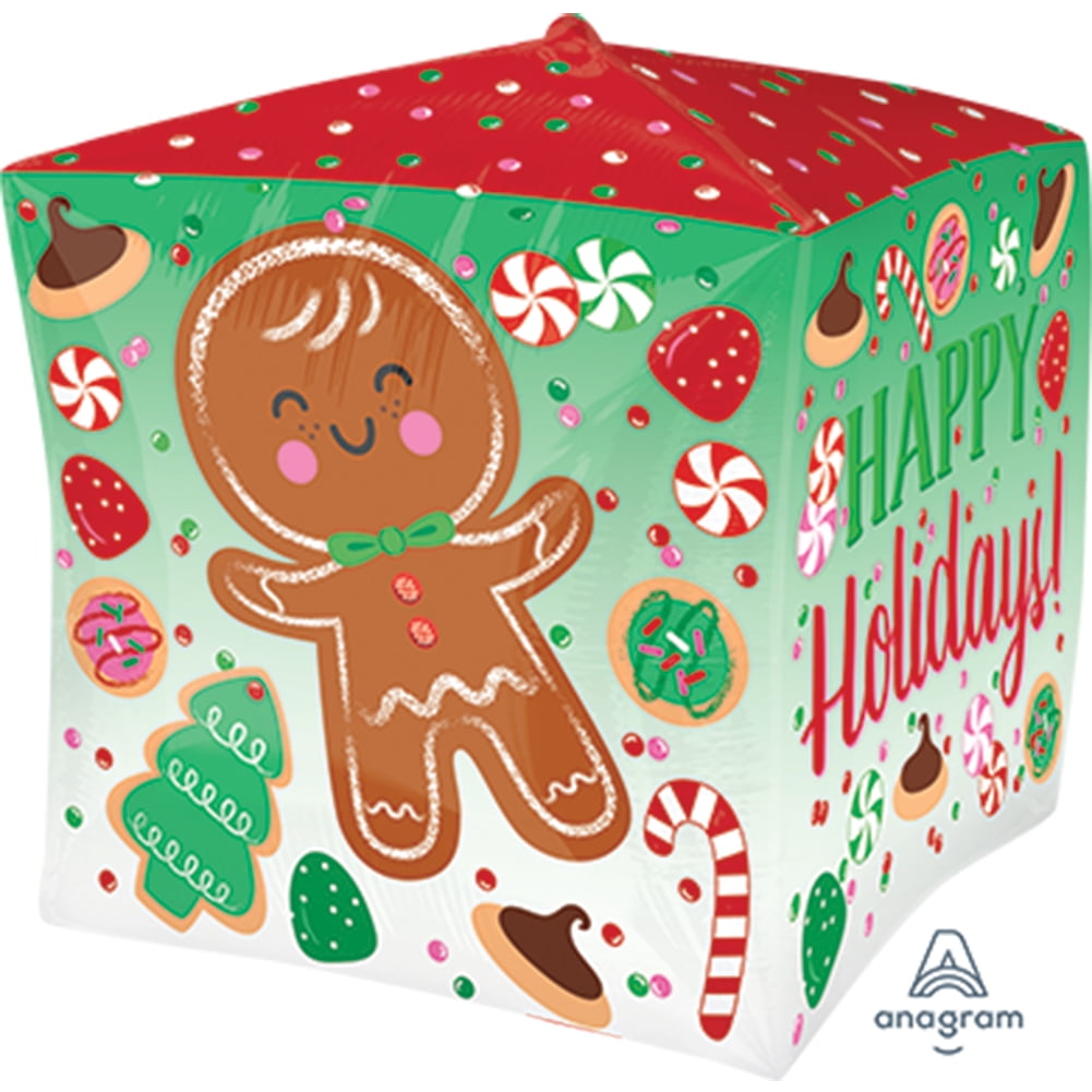 anagram christmas happy holidays cookies cubez 15" foil balloon, green ...