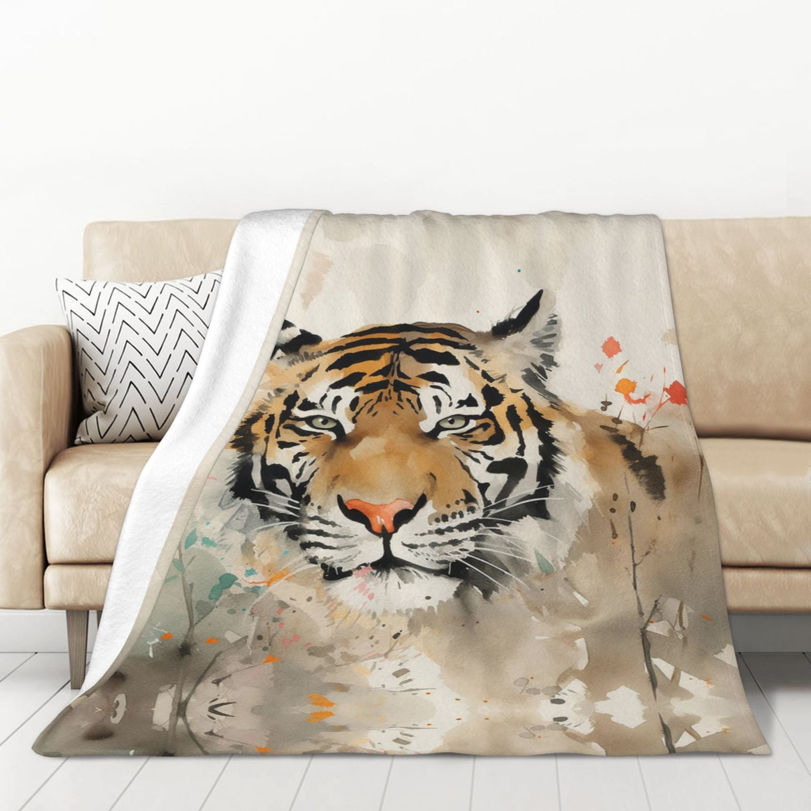 XMXT Throw Blankets, Wild Tiger Feline Print Bed Blanket for Bedroom ...