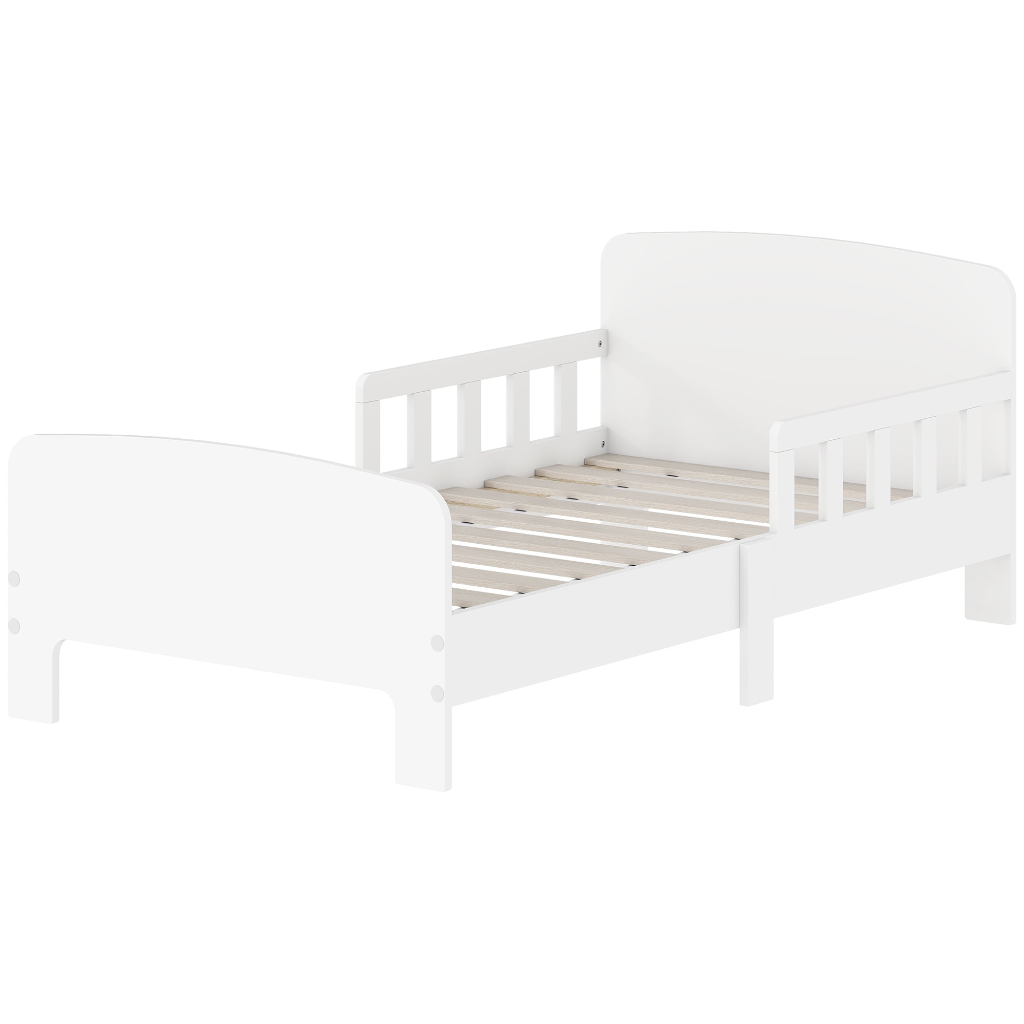 Unbranded Qaba Bed Frame With Safety Side Rails For Girls And Boys  Bedroom Furniture  White 135.5 X 74.2 X 54 Cm