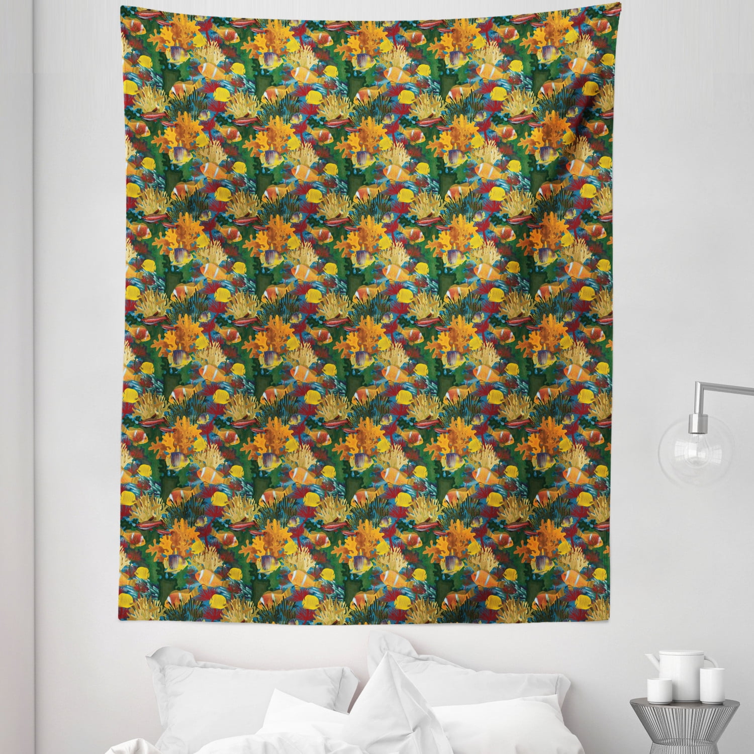 Clown Tapestry, Continuous Colorful Underwater Pattern with Tropical ...