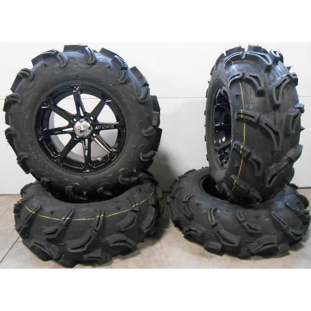 MSA Black Diesel 14" ATV Wheels 28" Zilla Tires Honda Rincon Yamaha ...