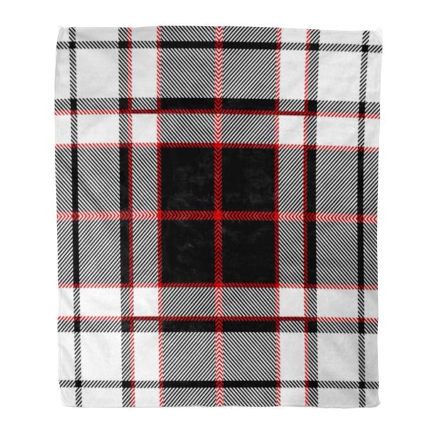 ASHLEIGH Flannel Throw Blanket Red White Tartan Plaid Pattern Printing ...