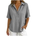 Ashirexll Short Sleeve Shirts for Women Fashion Casual Solid Color ...