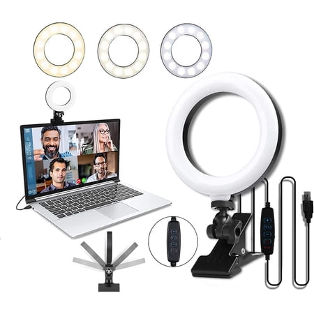 Video Conference Lighting Kit, 3.5 inch Selfie Clip on Laptop Monitor ...