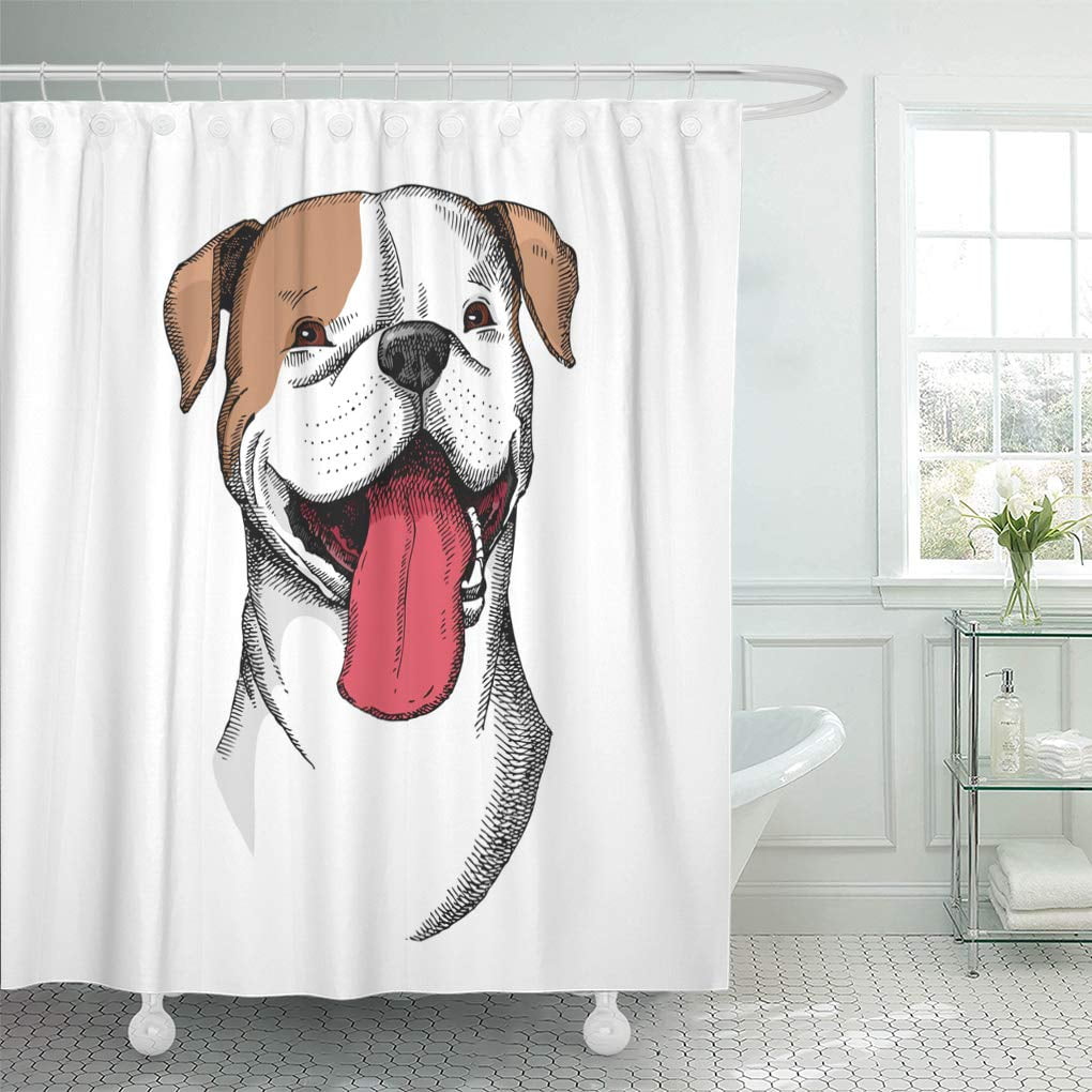 CYNLON Cartoon Black Cute American Bulldog Head Dog Canine Bathroom ...