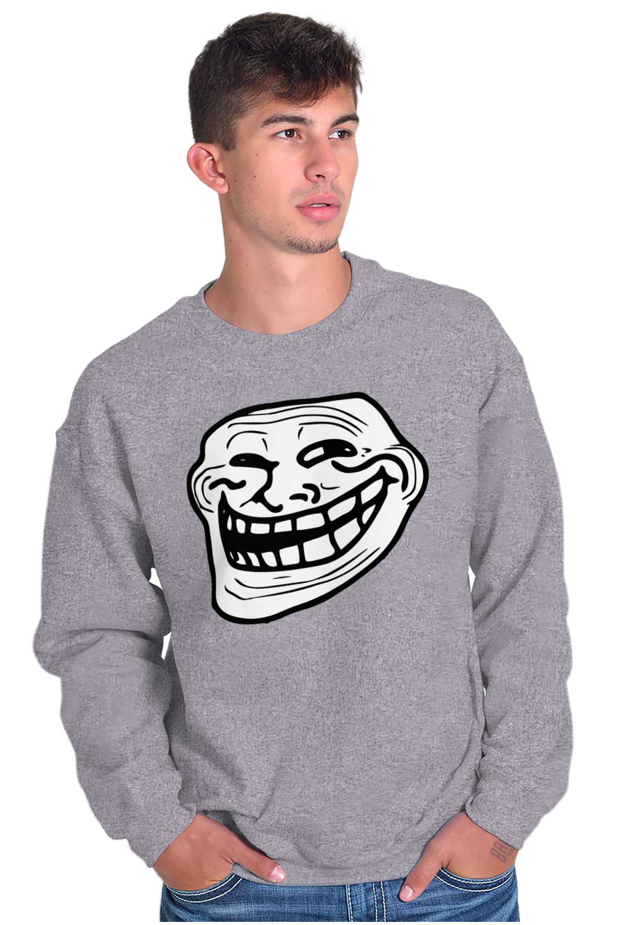 Troll Face Original Meme Smile Mad Sweatshirt for Men or Women Brisco ...