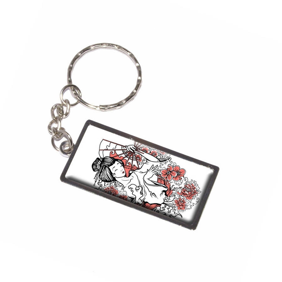 Japanese Geisha Asian Fan Flowers Keychain Key Chain Ring - Walmart.com