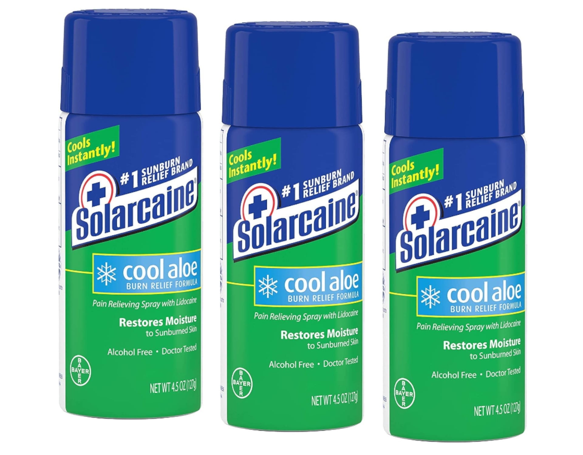 3 Pack Solarcaine Aloe Extra Burn Relief Spray with Lidocaine 4.5oz ...