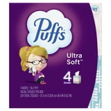 Puffs Ultra Soft Facial Tissues, Cube, 56 Facial Tissues Per Box, 4 ...