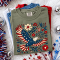 4th Of July Comfort Colors Shirt, Floral American Eagle Flag Tee, Cute ...