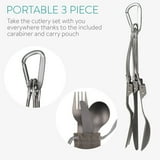 Navaris Titanium Folding Utensil Set - Fork Knife Spoon Foldable Metal ...