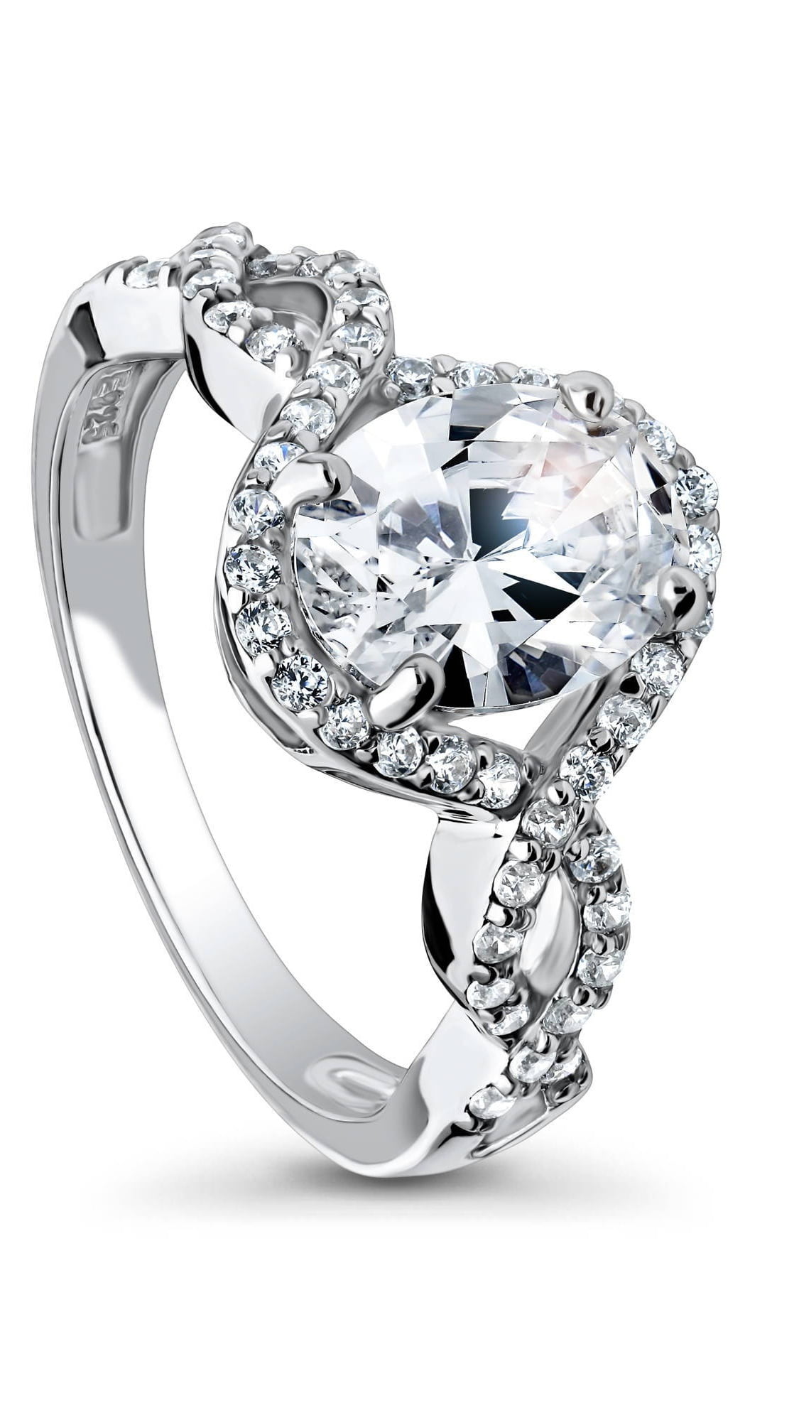Berricle Rhodium Plated Sterling Silver Cubic Zirconia Cz Solitaire