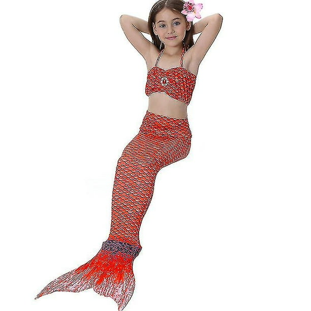 Children's Girls' Swimwear Mermaid Tail Bikini Set Role Play Costumes ...