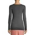 Women's Long Sleeve Henley Rib T-Shirt - Walmart.com