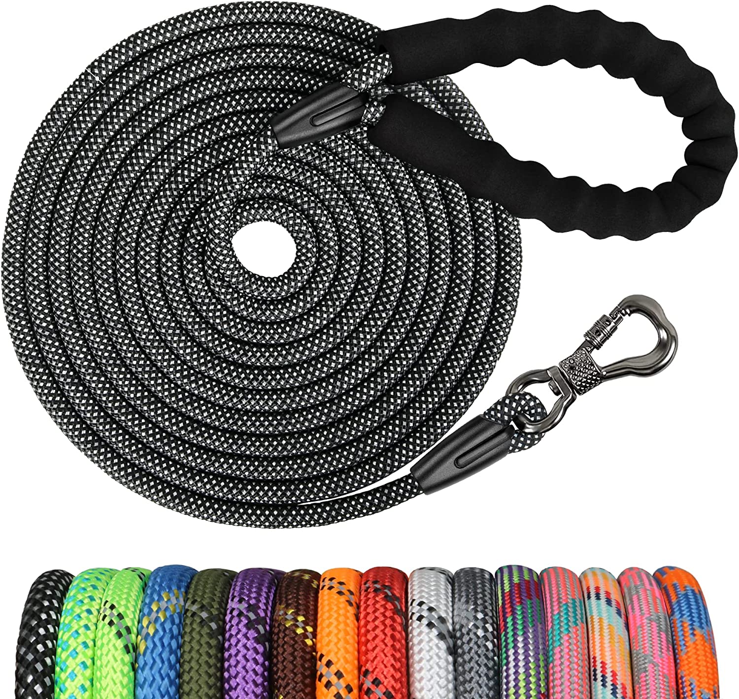 Aystkniet 8mm 30 FT Rope Dog Leash Nylon Pet Training Leash With Aystkniet 8mm 30 FT Rope Dog Leash Nylon Pet Training Leash With