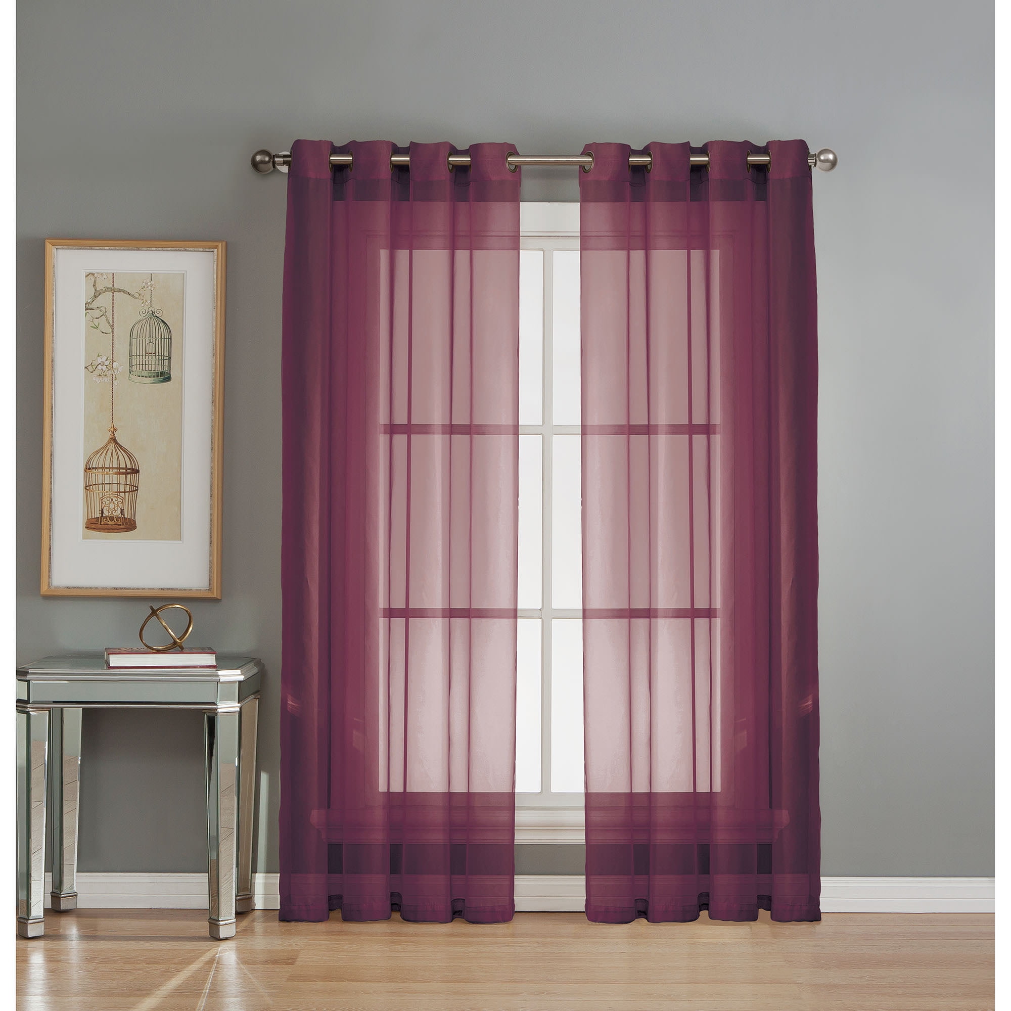 Diamond Sheer Voile Curtain Panels - Walmart.com