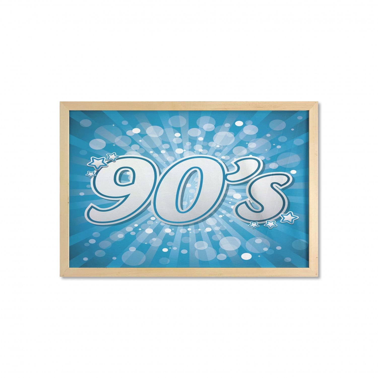 90s Wall Art with Frame, 90's Letter and Stars on Striped Background ...