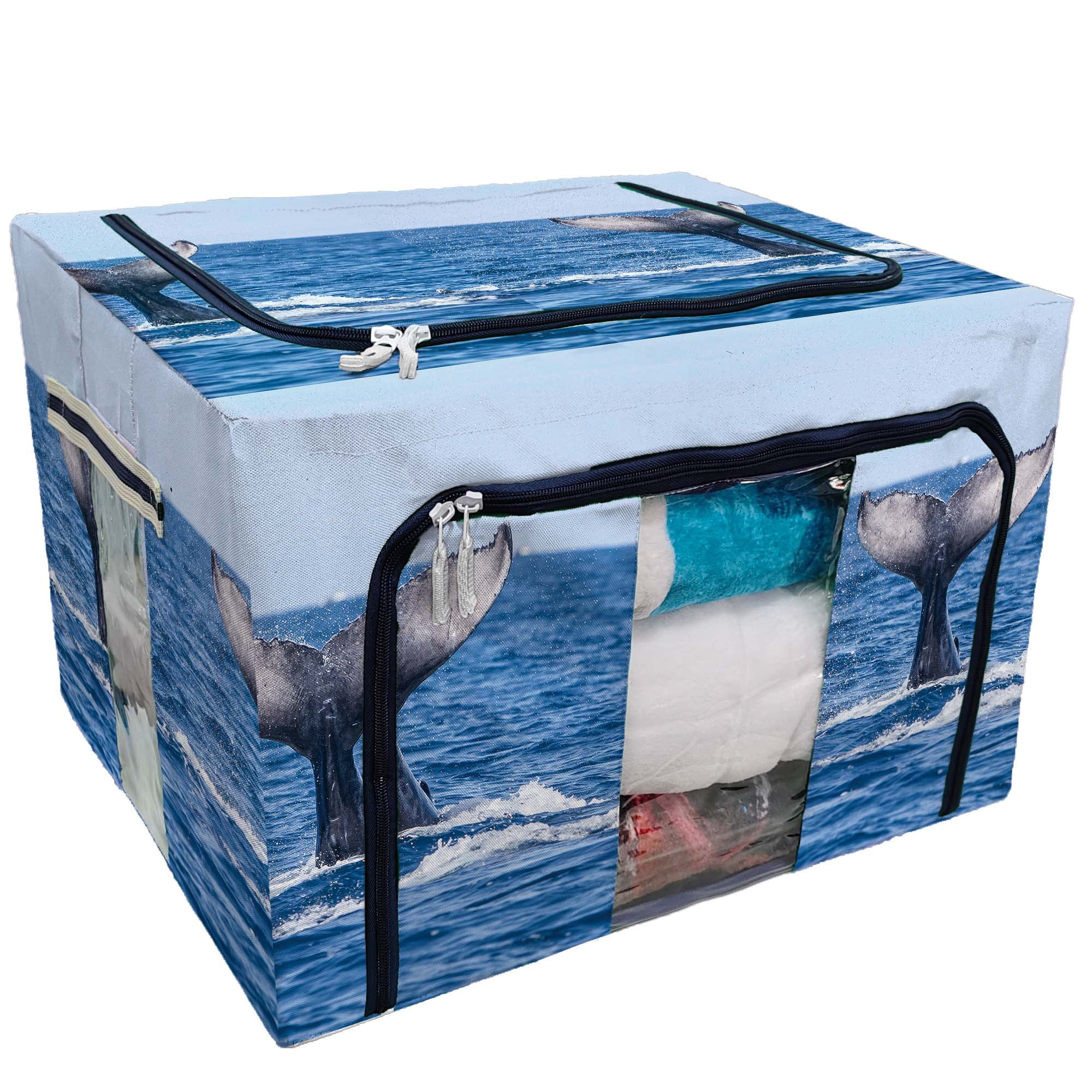 PKQWTM Humpback whale Atlantic Ocean Storage Bag Clear Window Storage ...