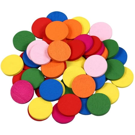 HTCM Counting Chips for Math, 50pcs Colorful Wooden Round Counters ...