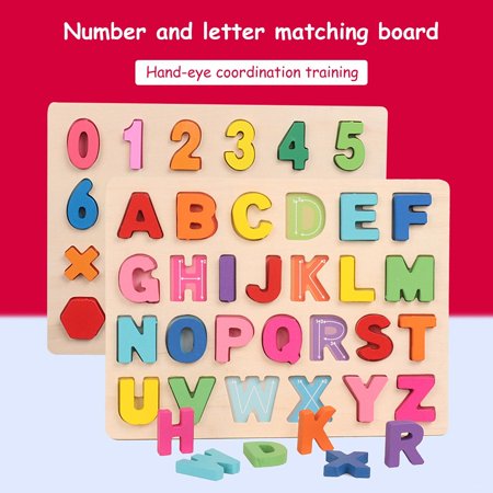 Wooden Alphabet Number Puzzles Kids ABC Letter Number Shape Puzzles ...