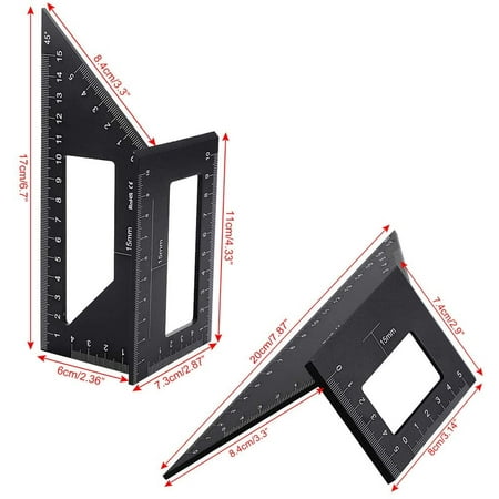 Set of 2 Saddle Layout Square Gauge for Woodworking, 45/45 Degree - 90/ ...