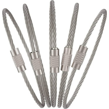 6 Inch Wire Keychain Cable Stainless Steel Key Ring Loop, Rose Red, 5 ...