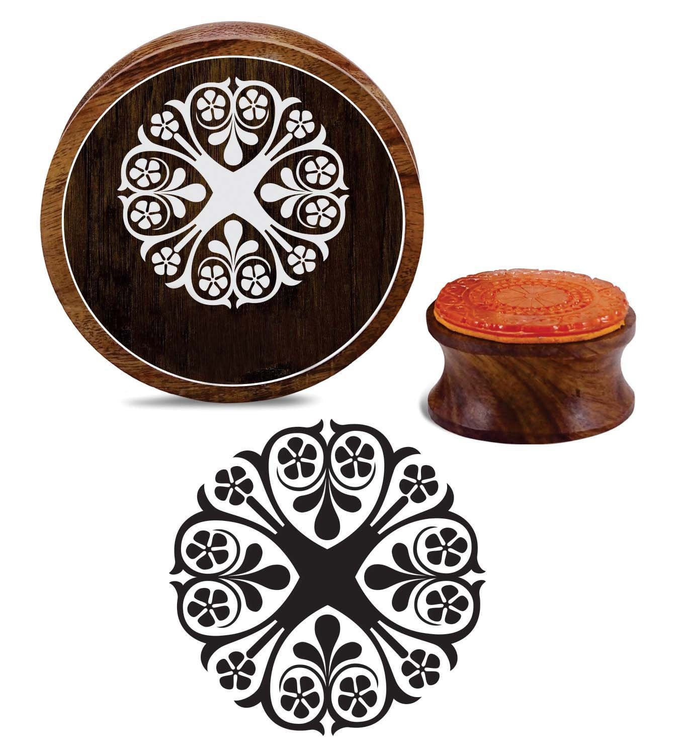 Printtoo Floral Mandala Pattern Wooden Rubber Stamp Scrap-booking Craft ...