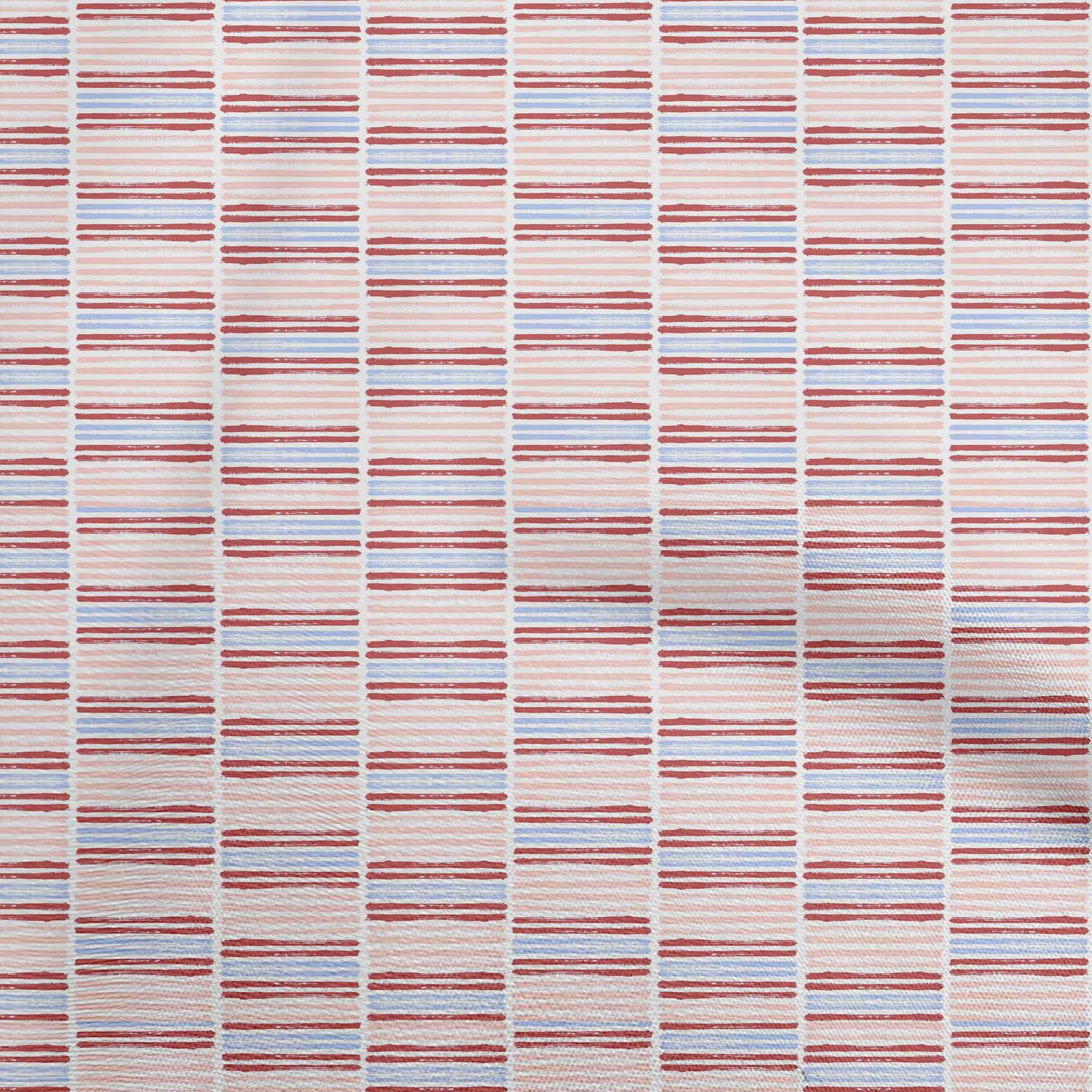 oneOone Cotton Poplin Twill Light Pink Fabric Asian Block Print Stripes ...