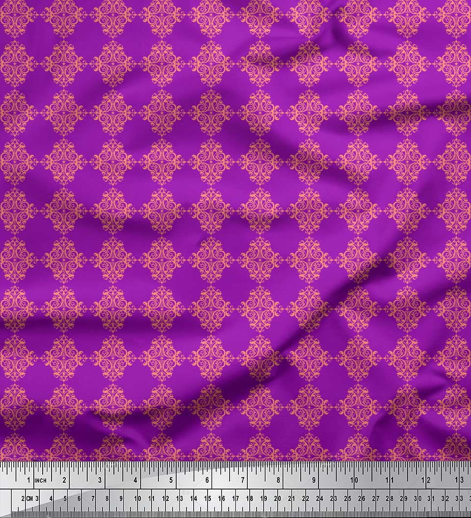 Soimoi Purple Rayon Fabric Damask Ethnic Print Fabric by the Yard 42 ...