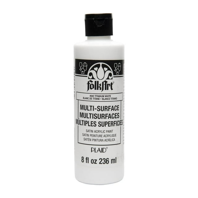 FolkArt Multi-Surface Satin Acrylic Paint, 8 fl. oz., Titanium White ...