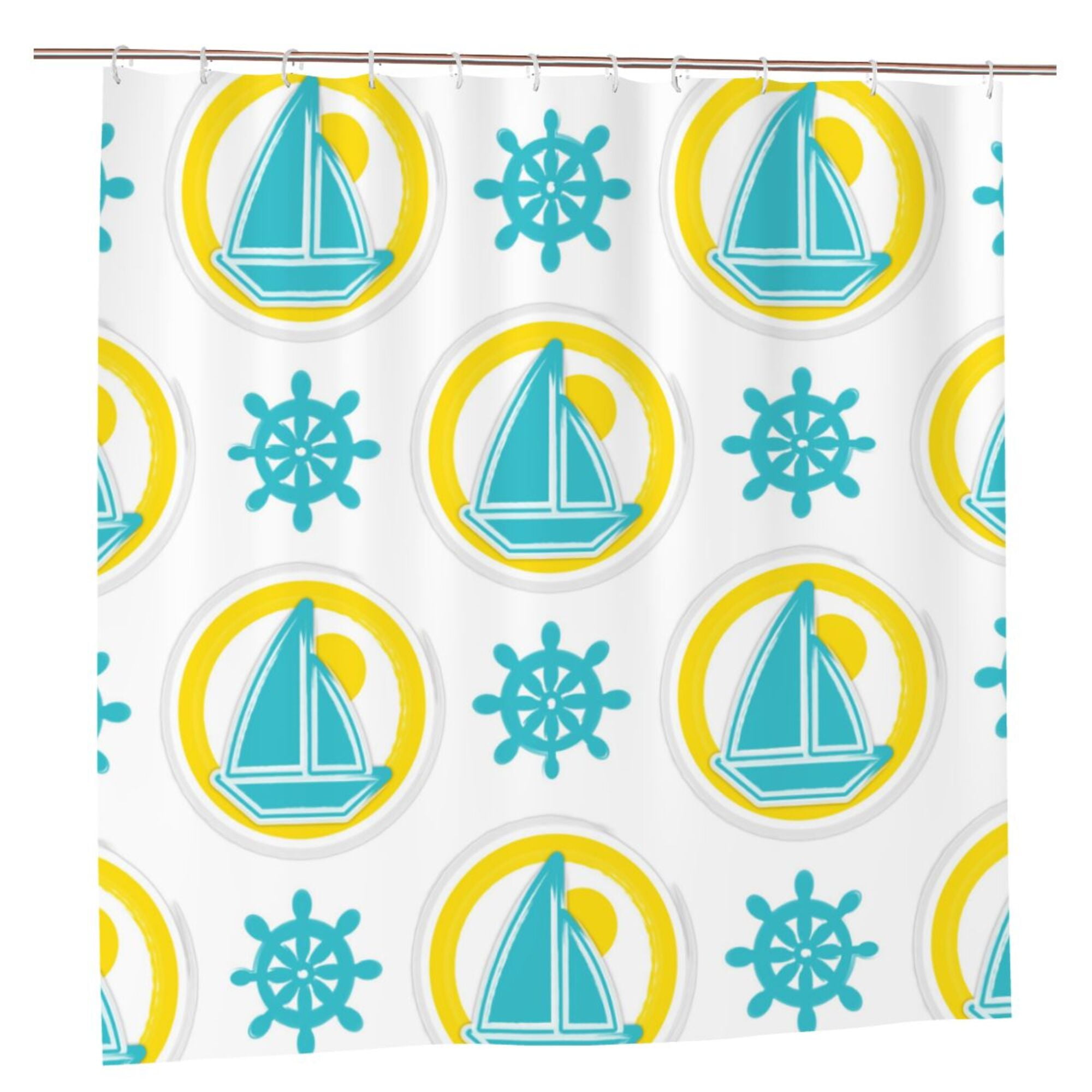 Yfyang Waterproof Bathroom Shower Curtain Ocean Elements Graffiti