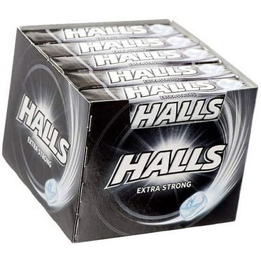 Halls Extra Strong Menthol Cough Drops, Oral Anesthetic, Intense Cool ...