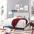 Ruthie Queen Vinyl Platform Bed with Squared Tapered Legs White ...
