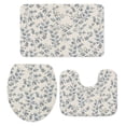 Blue Leaf Bathroom Rugs Set Vintage Gray Floral Vine Rustic Country ...