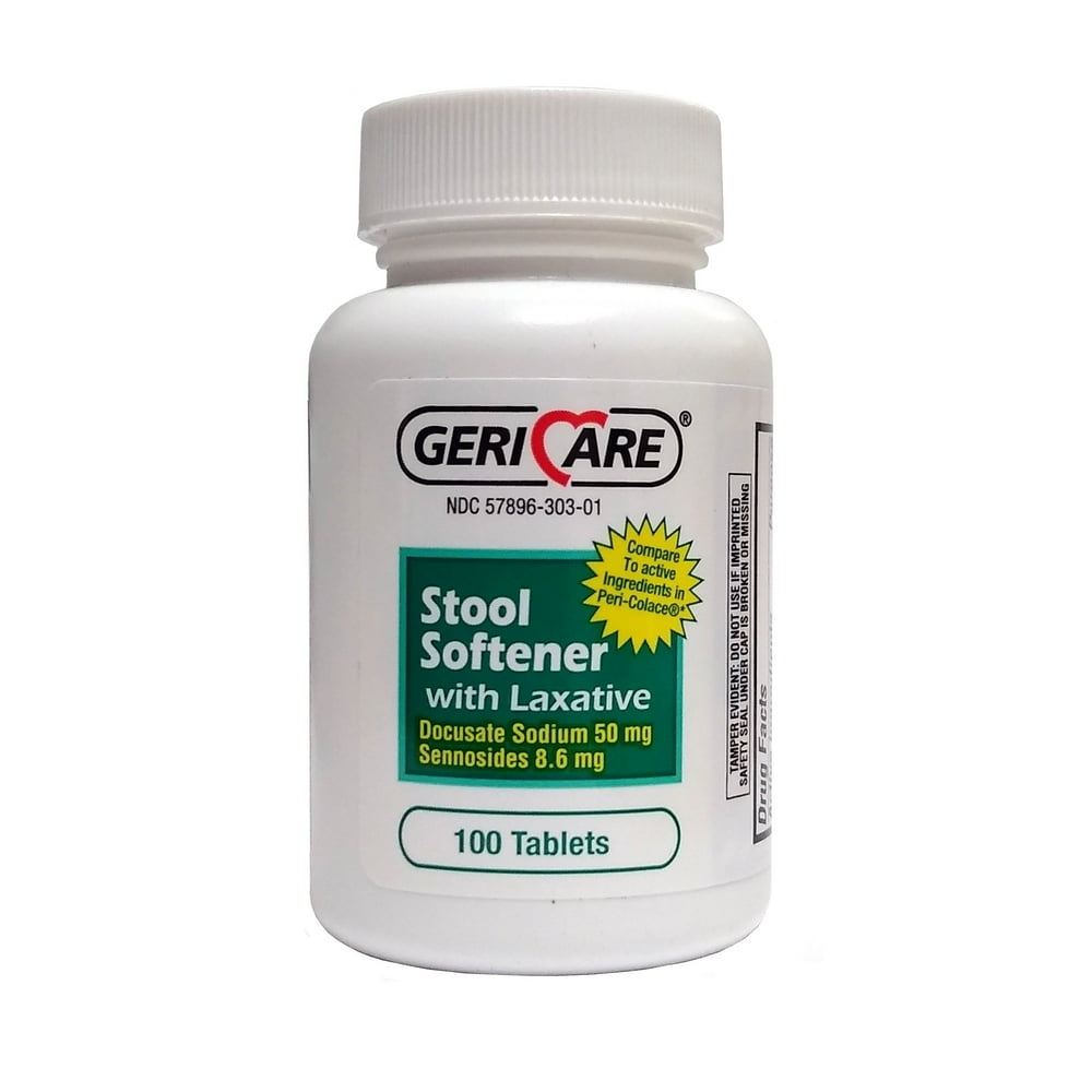 GeriCare Stool Softener With Laxative Docusate Sodium 50 mg 100 Tablets ...