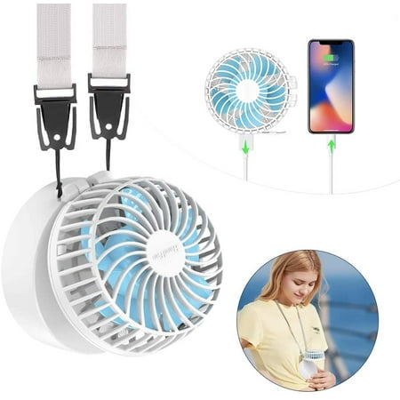 Personal Necklace Fan Hands free Neck Fan with 2600mAh Power Bank and ...