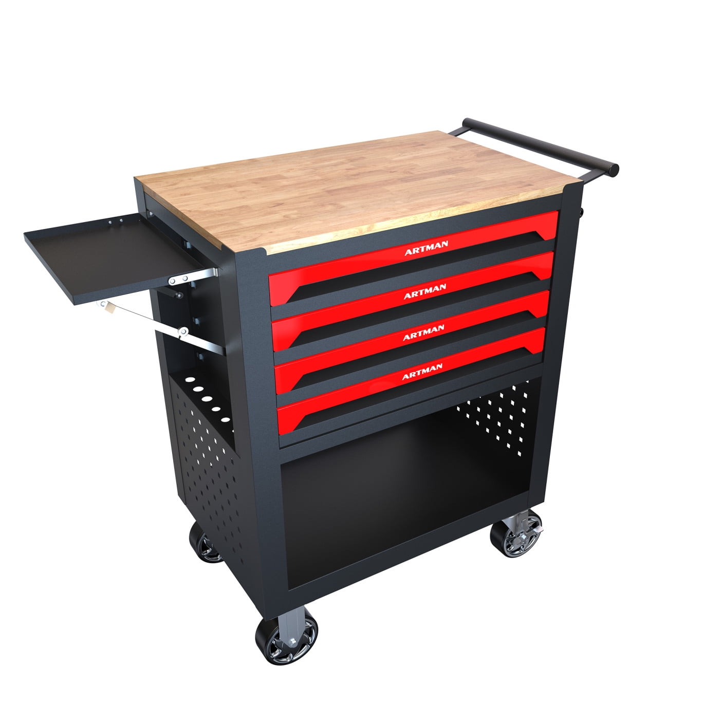 Rolling Tool Cart with 4 Storage Drawers and Open Shelf ...