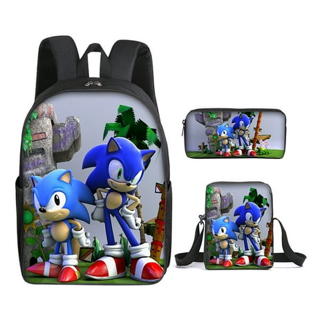 Sonic Student School Bag Three-piece (meal bag, pencil case, backpack ...