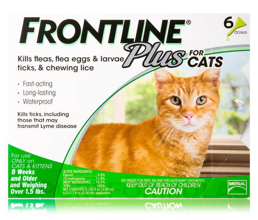 Frontline Plus Feline Cats 6 Doses Fleas Ticks Lice Waterproof ...