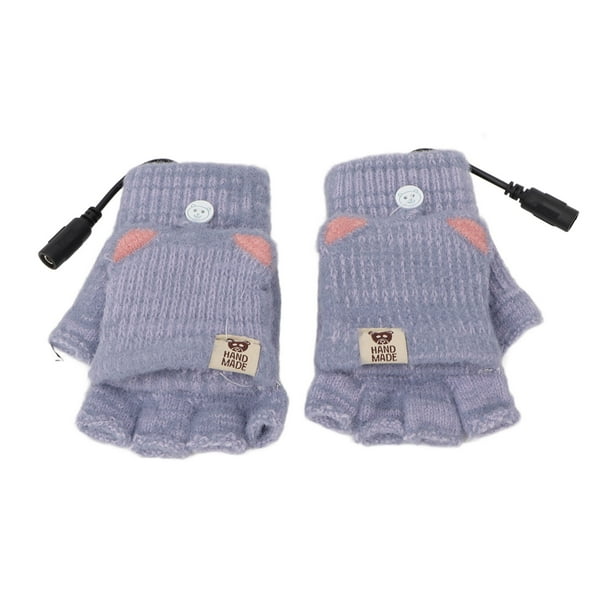 Heating Fingerless Gloves,USB Heated Gloves Mitten USB Hand Warmer ...