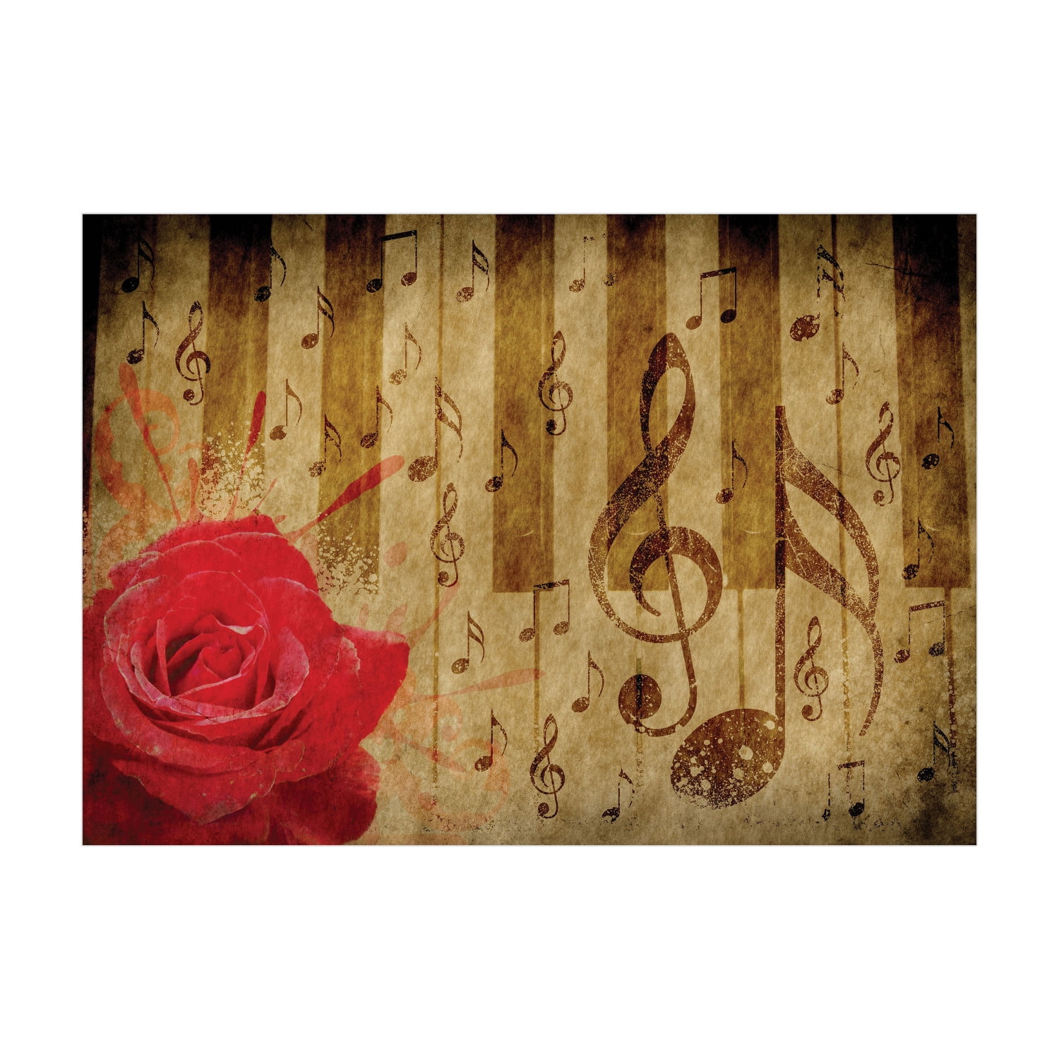 Ambesonne Music Jigsaw Puzzle, Romantic Rose Musical Notes, Heirloom ...