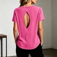 Open Back Workout Tops for Women 2026 Summer Short Sleeve Crewneck ...