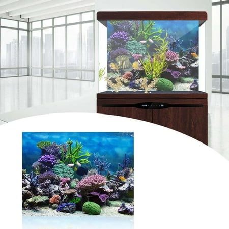 Qiilu Fish Tank Poster, Aquarium Poster,PVC Adhesive Underwater Coral ...