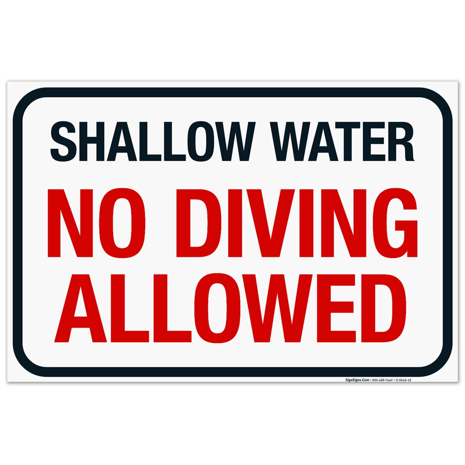 Shallow Water Sign, Pool Sign, - Walmart.com