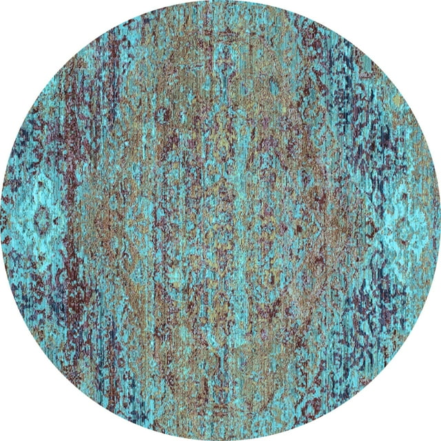 Ahgly Company Indoor Round Abstract Light Blue Contemporary Area Rugs ...